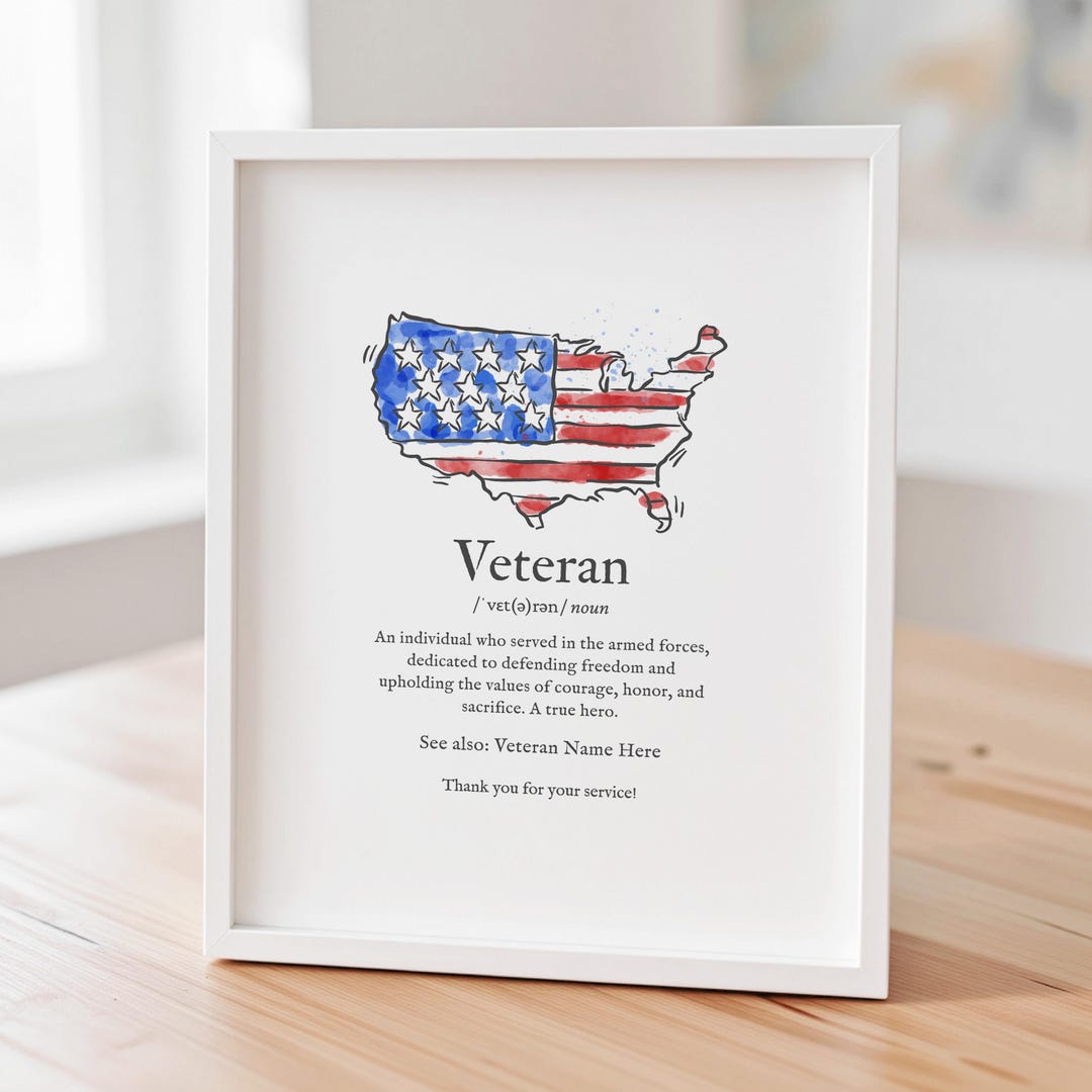 Editable Veteran Hero Definition Art Print, Military Tribute, Veteran's ...