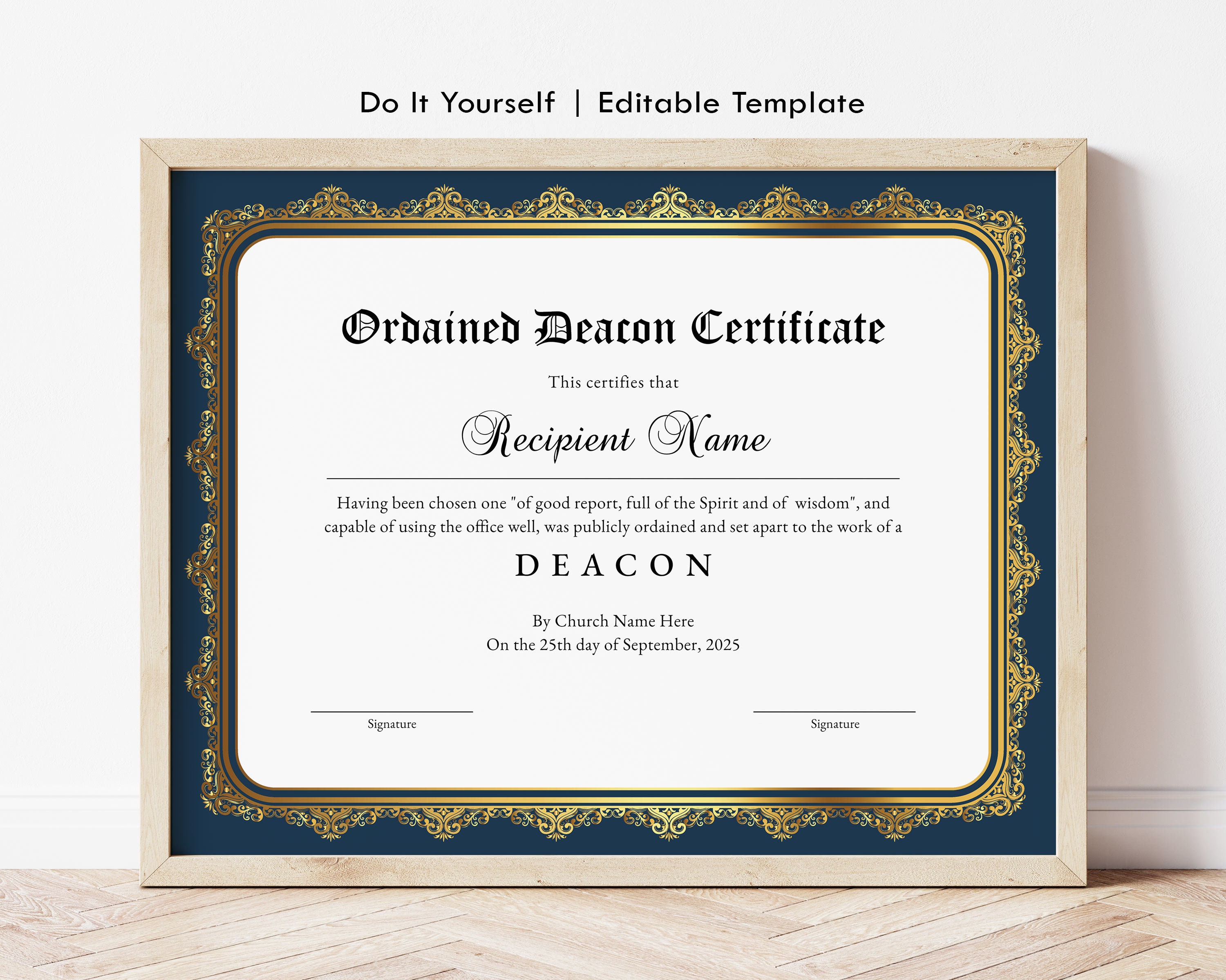 Printable Deacon Ordination Certificate Template