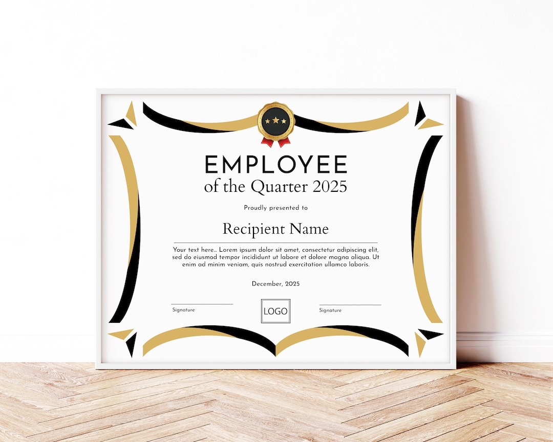 Editable Employee of the Quarter, Printable Employee Awards, Gift ...