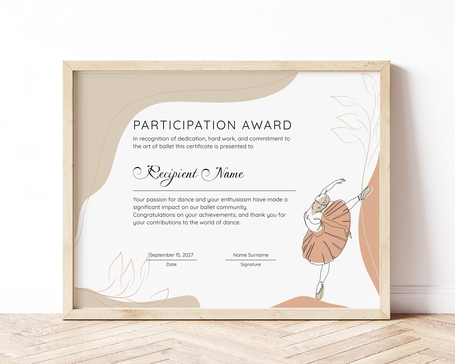 Ballet Dancer Award Certificate, Editable Ballet Awards Certificate ...