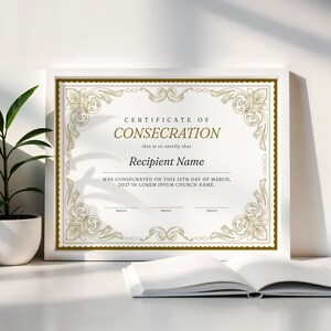 Editable Certificate of Consecration Template, Printable Consecration ...