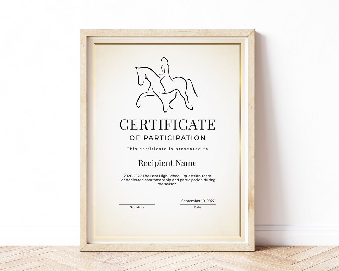Editable Equestrian Award Certificate Template, Horse Riding ...