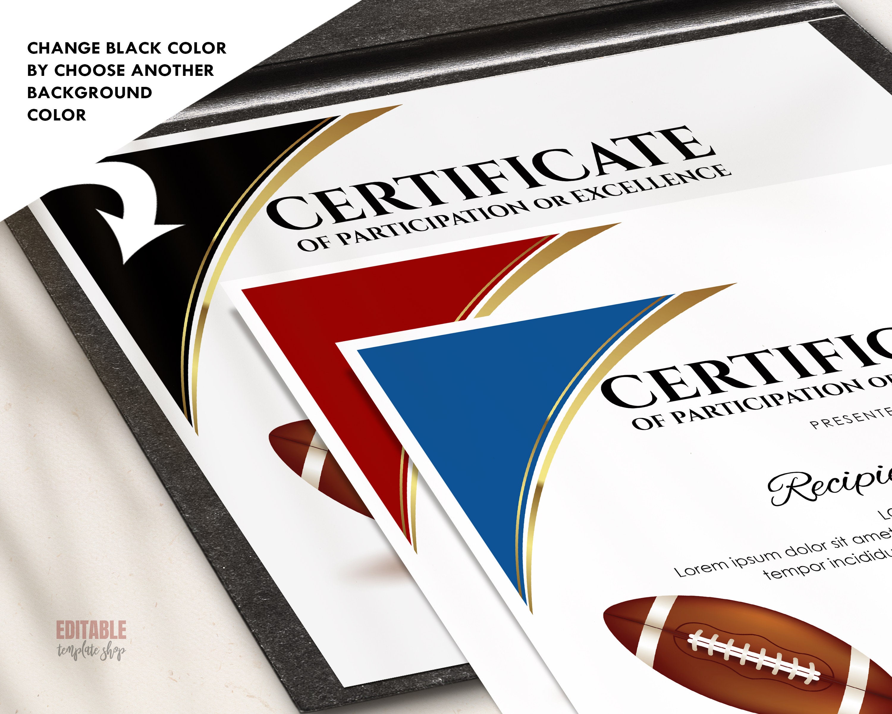 Editable American Football Certificate Template Sports - Etsy