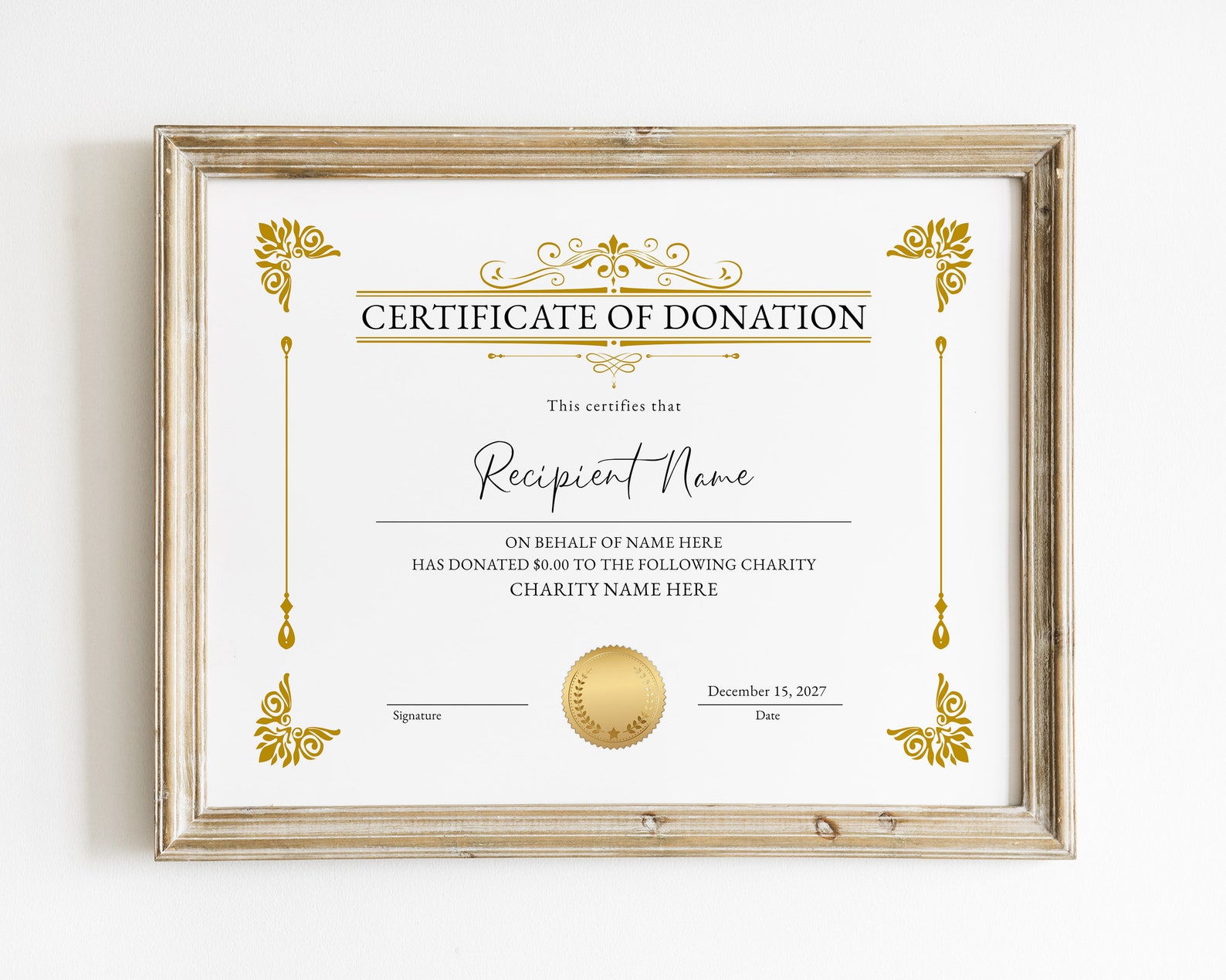 Editable Certificate of Donation Template Printable Charity - Etsy
