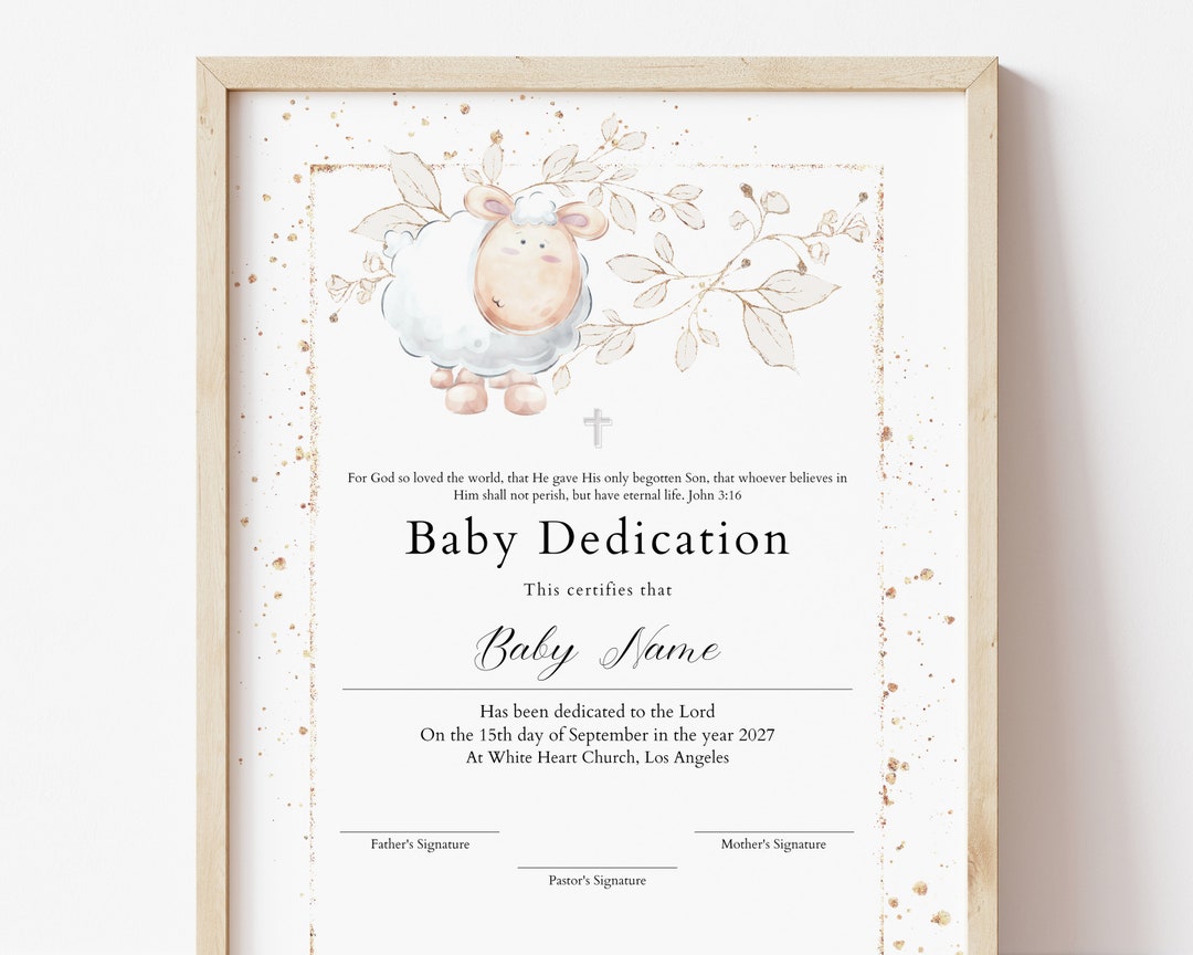 Baby Dedication Editable Presentation Certificate Template Printable ...