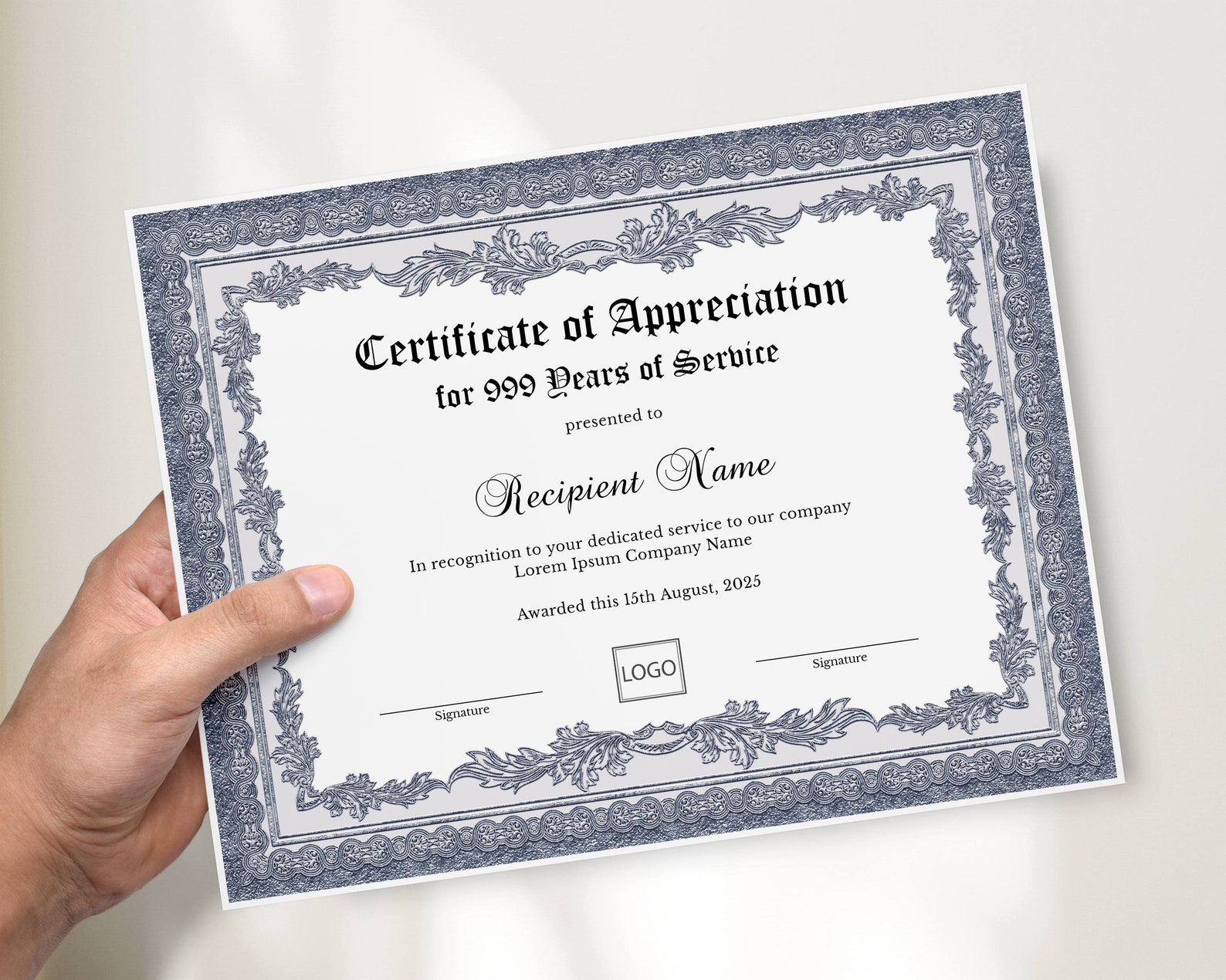 Years of Service Certificate of Appreciation Template - Etsy