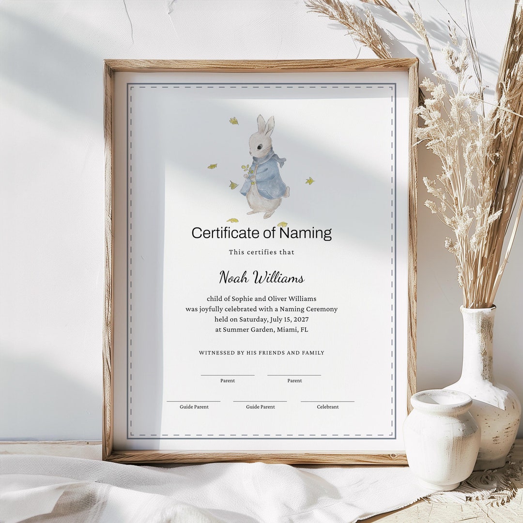 Editable Certificate of Naming Ceremony Printable Baby Naming ...