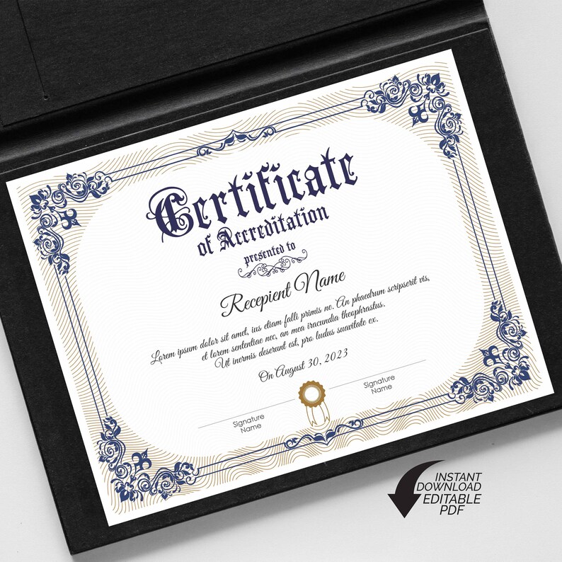 Editable Certificate of Accreditation Template Printable | Etsy
