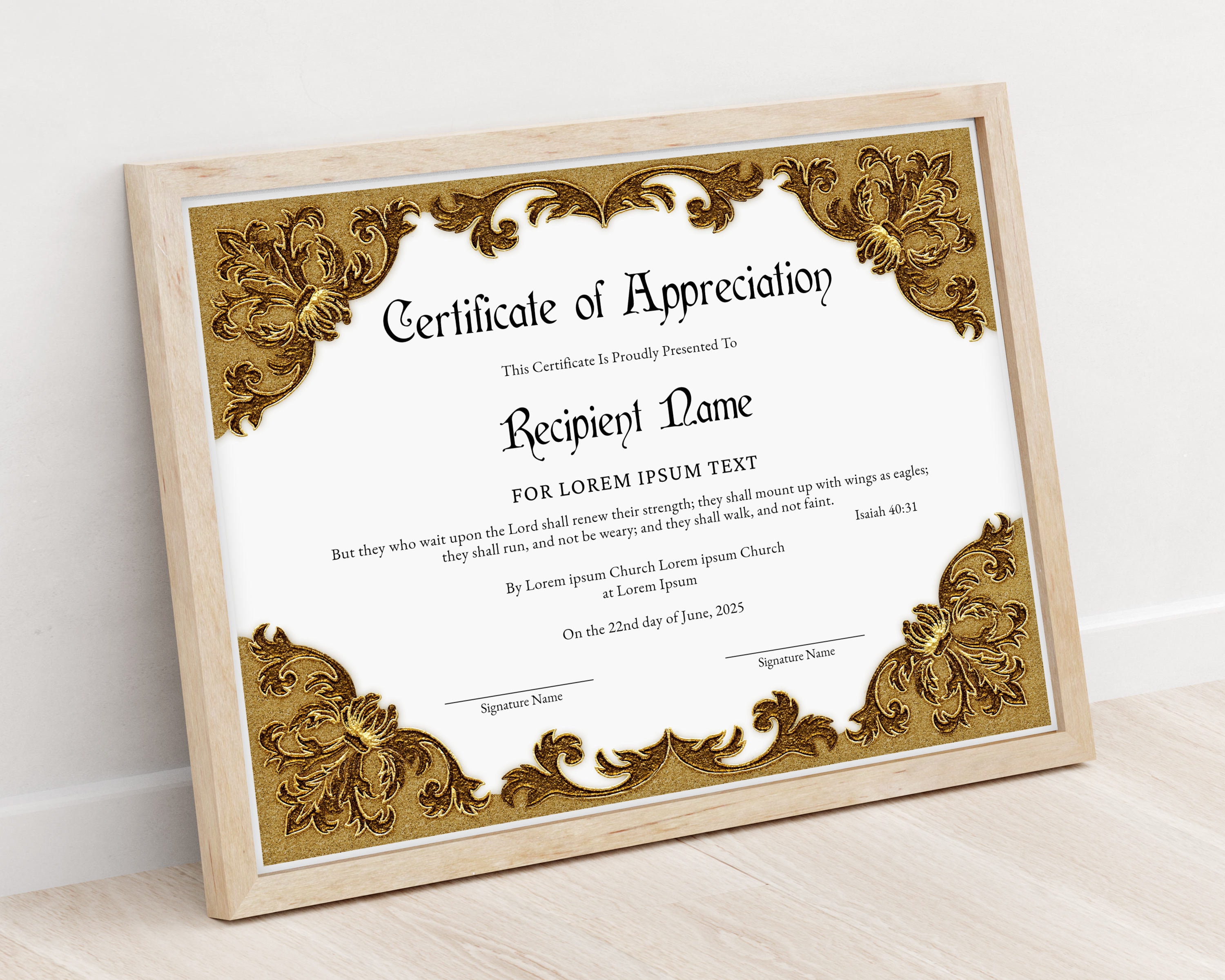 Editable Appreciation Certificate Template Printable Church Etsy India