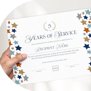 5 Years of Service Anniversary Award Certificate of Appreciation ...