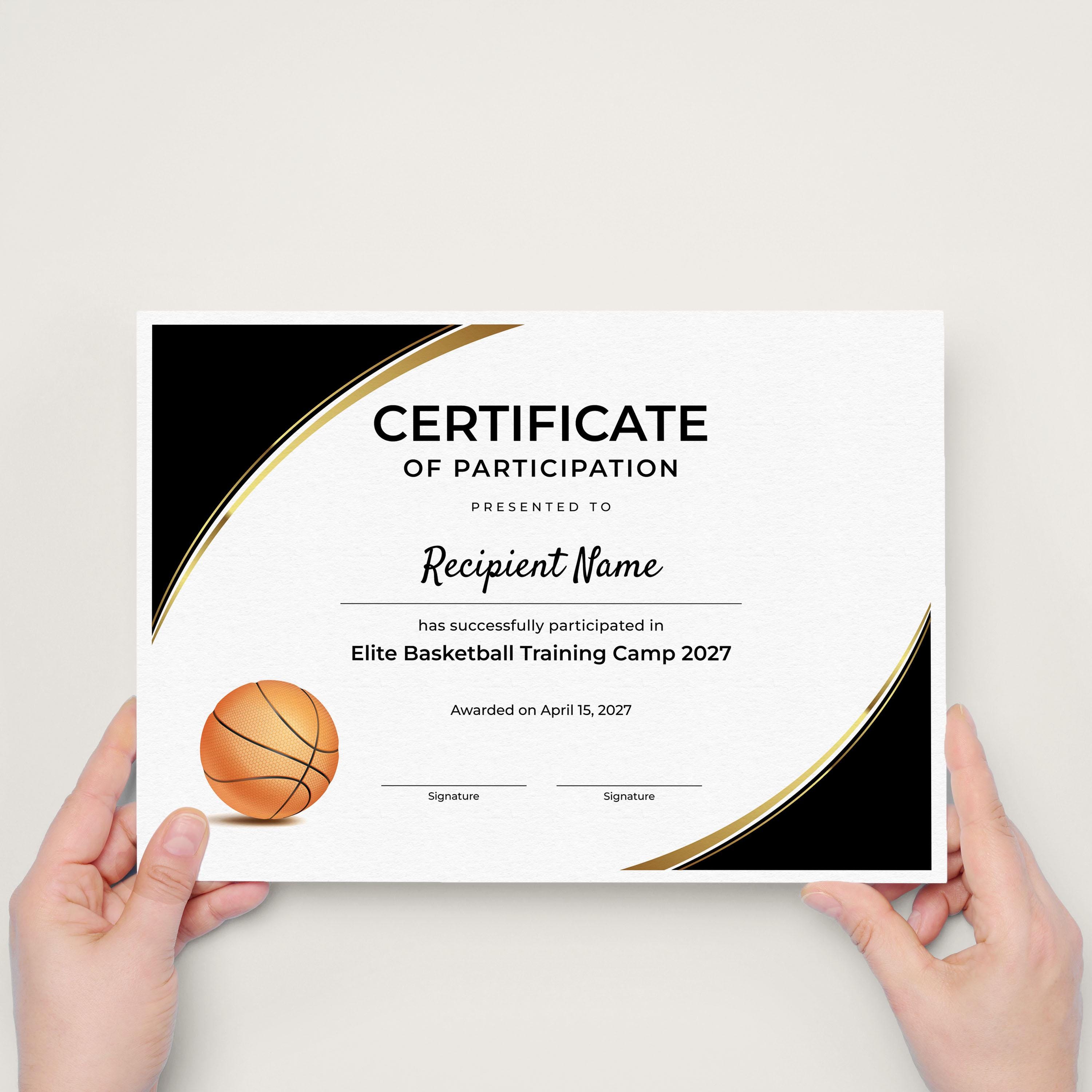 EDITABLE Basketball Award Certificate Template Printable Sports ...