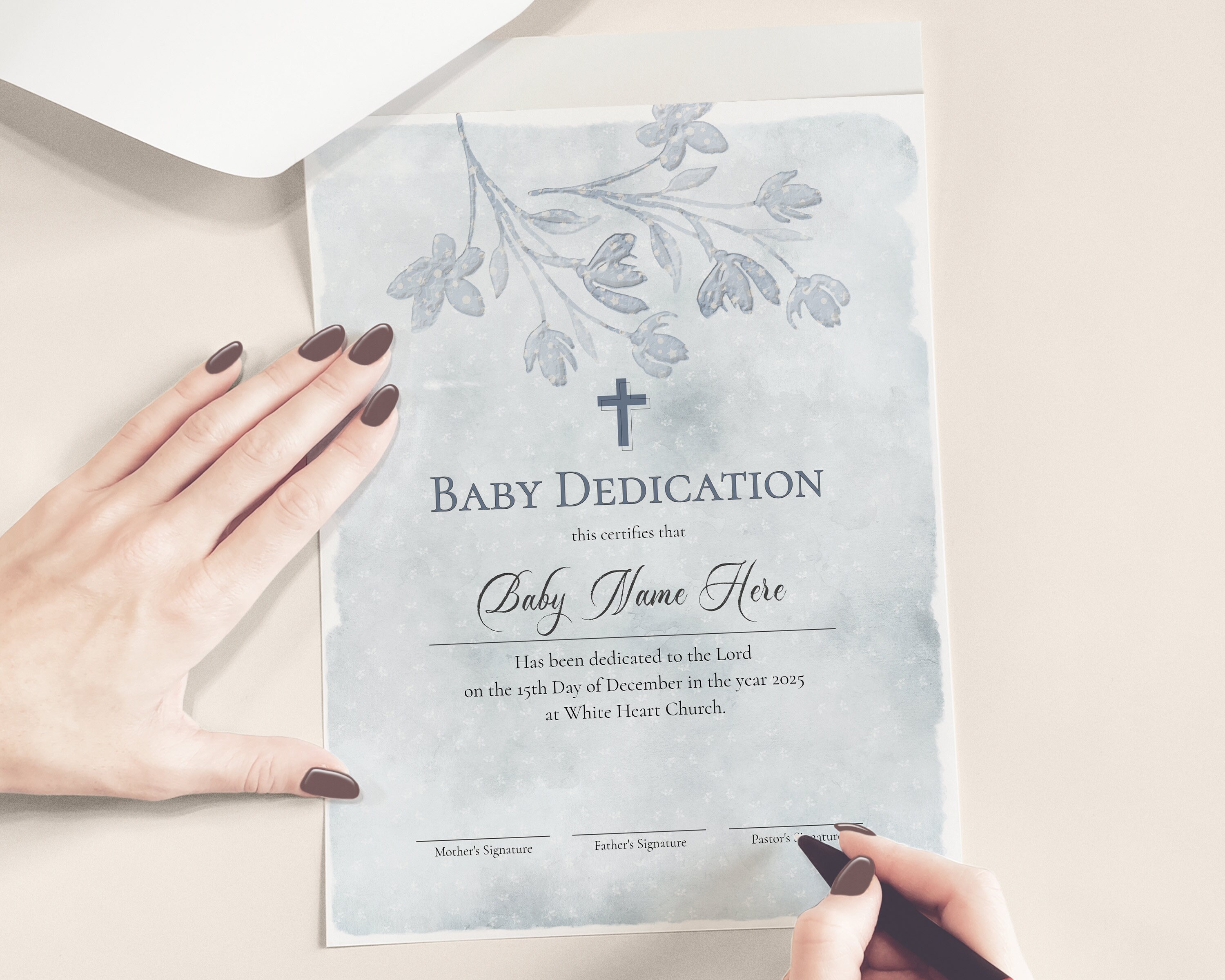Baby Dedication Certificate Template Editable Child Dedication - Etsy