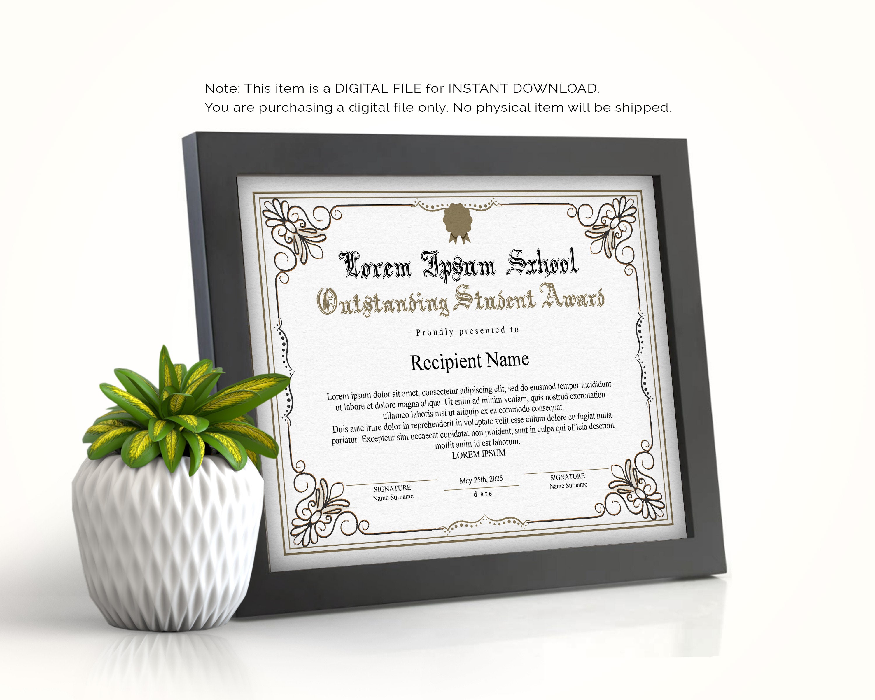 Outstanding Student Award Editable Certificate Award | Etsy