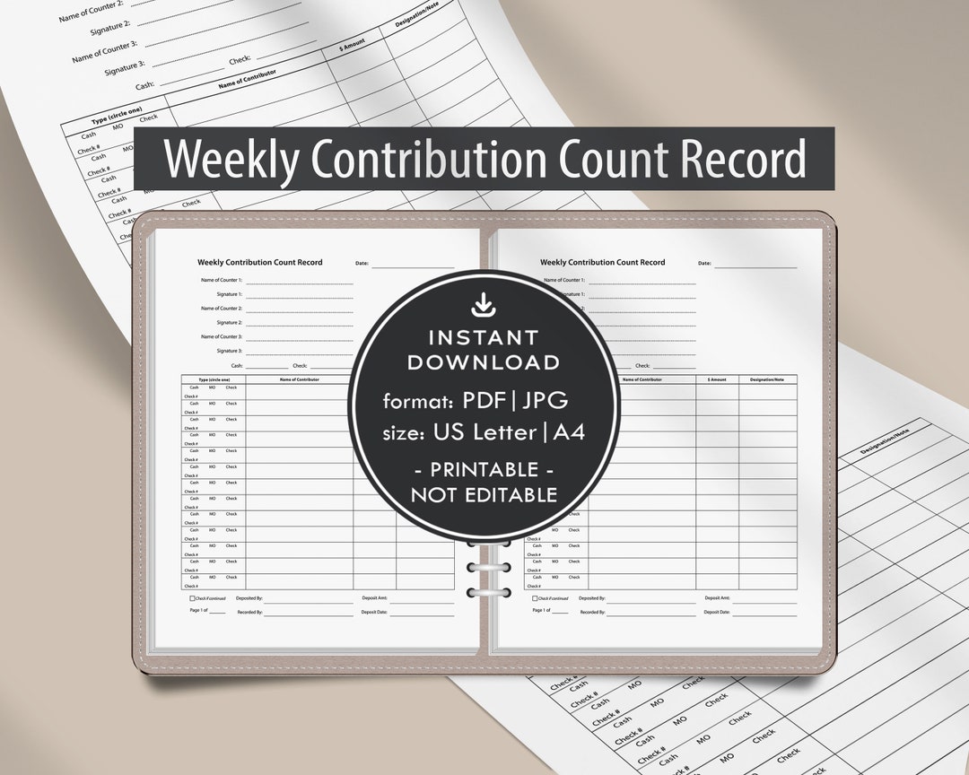 Church Weekly Offering, Weekly Contribution Count Record, Offerings and ...