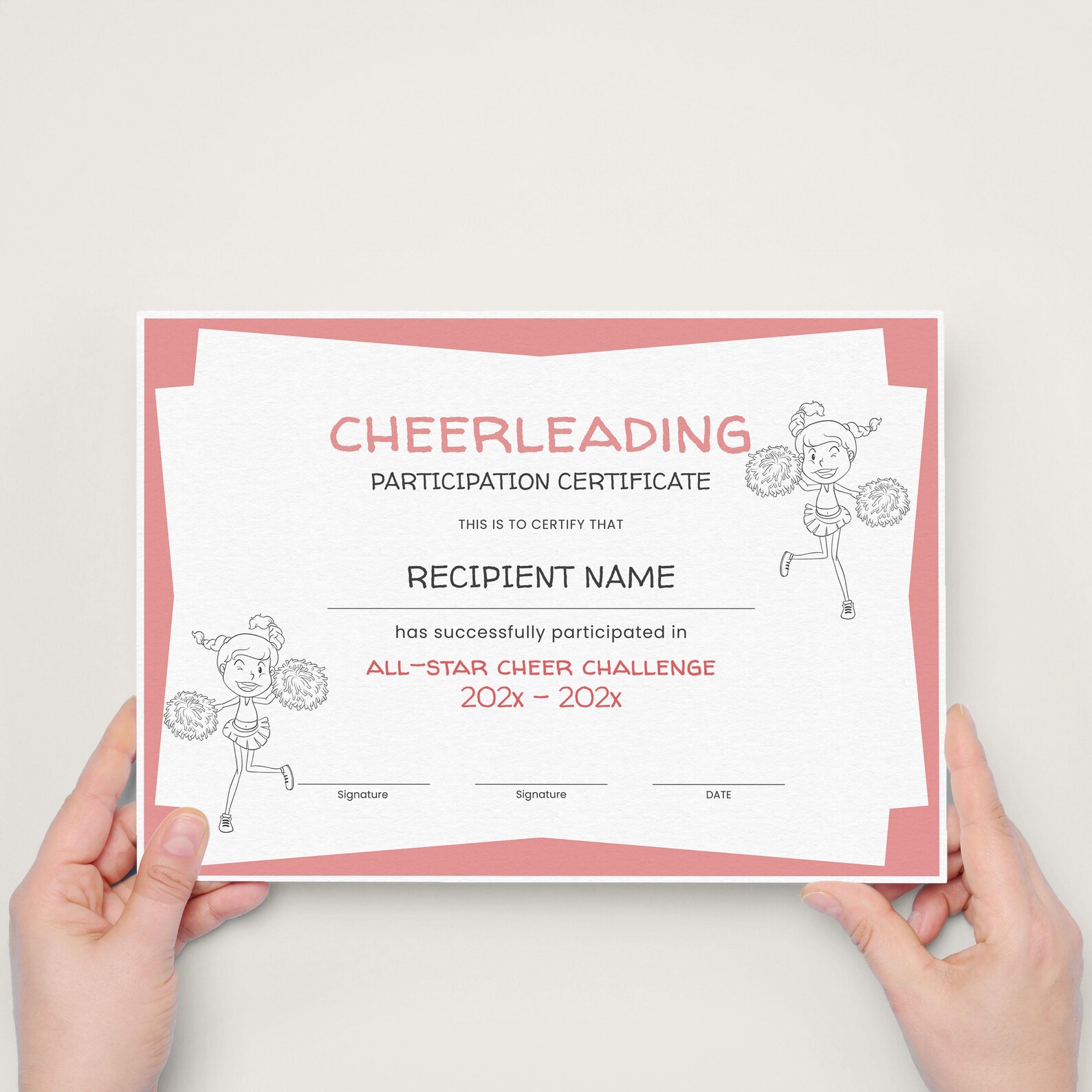 Cheer EDITABLE Cheerleading Participation Certificate Template, High ...