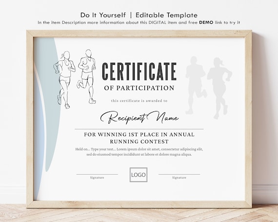 Running Award Template Printable