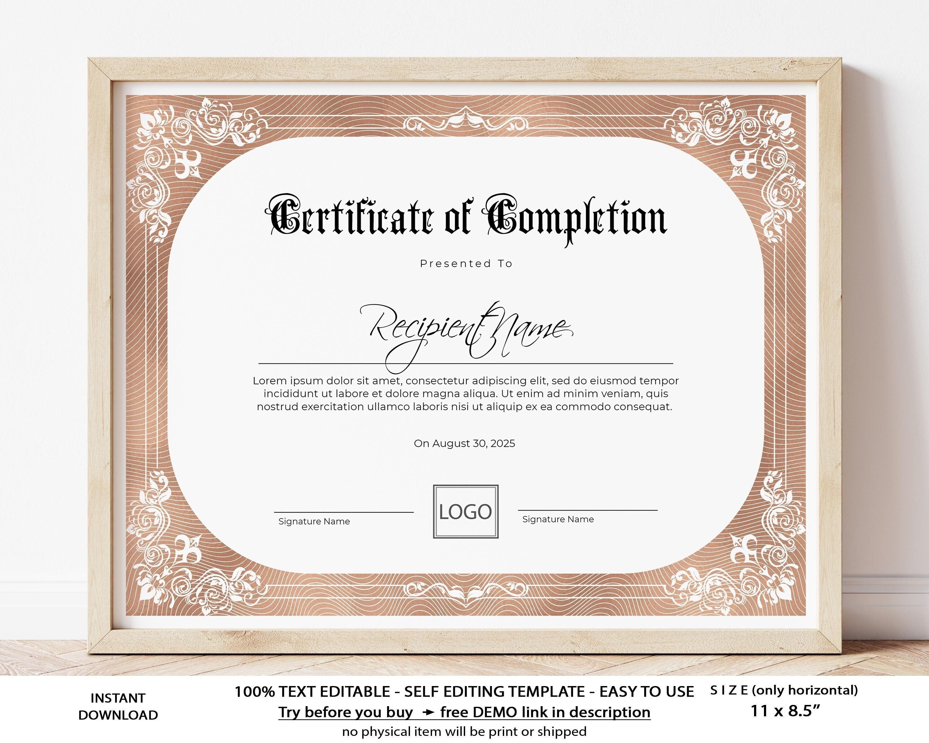 Certificate Of Completion Templates Free Printable