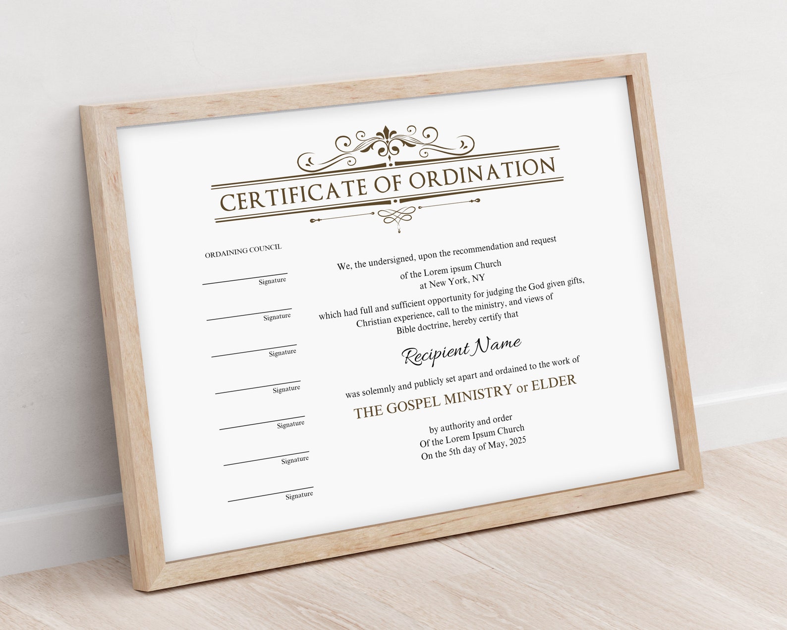 Editable Ordination Certificate Template Printable | Etsy