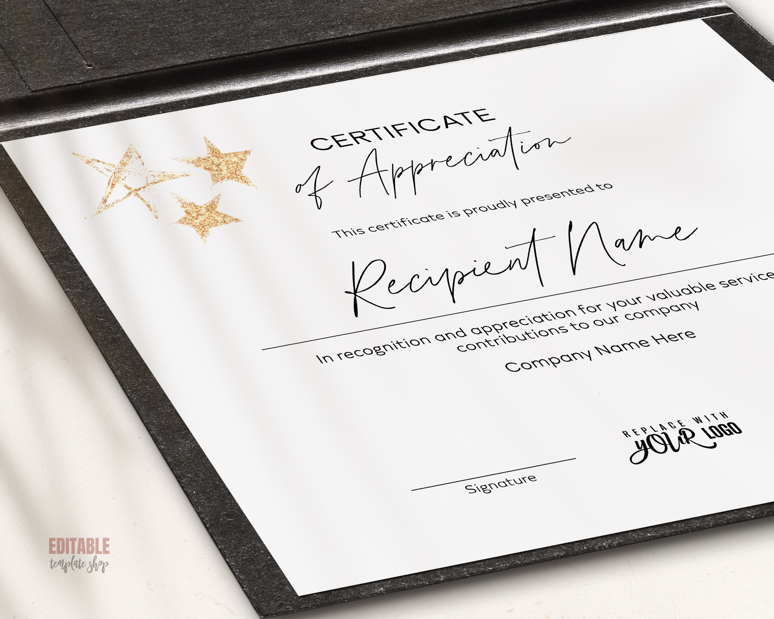 Gold Stars Employee Appreciation Certificate Template - Etsy