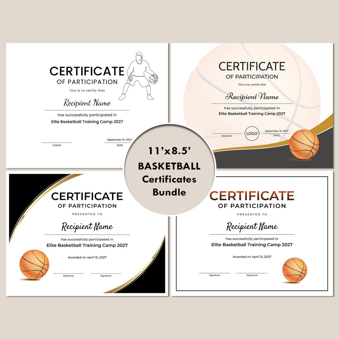 Editable Basketball Certificate Template, Sports Award Certificates ...