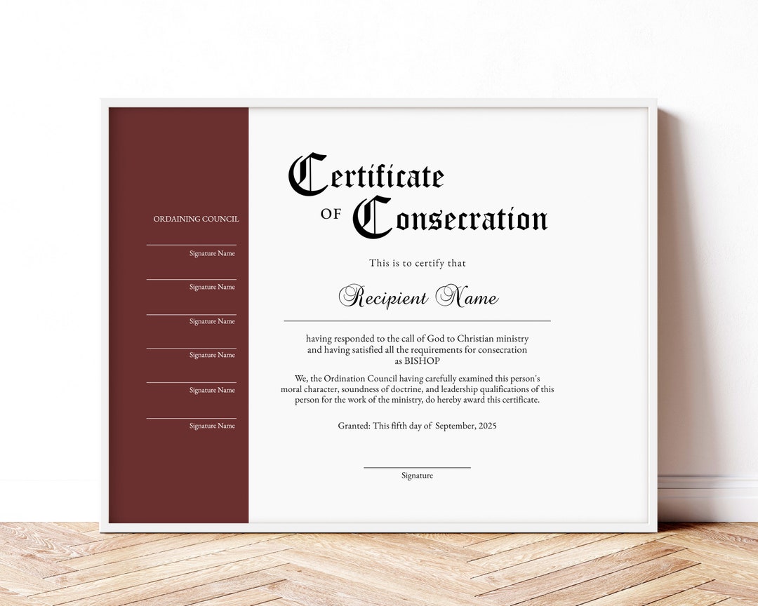 Editable Certificate of Consecration Template, Printable Consecration ...