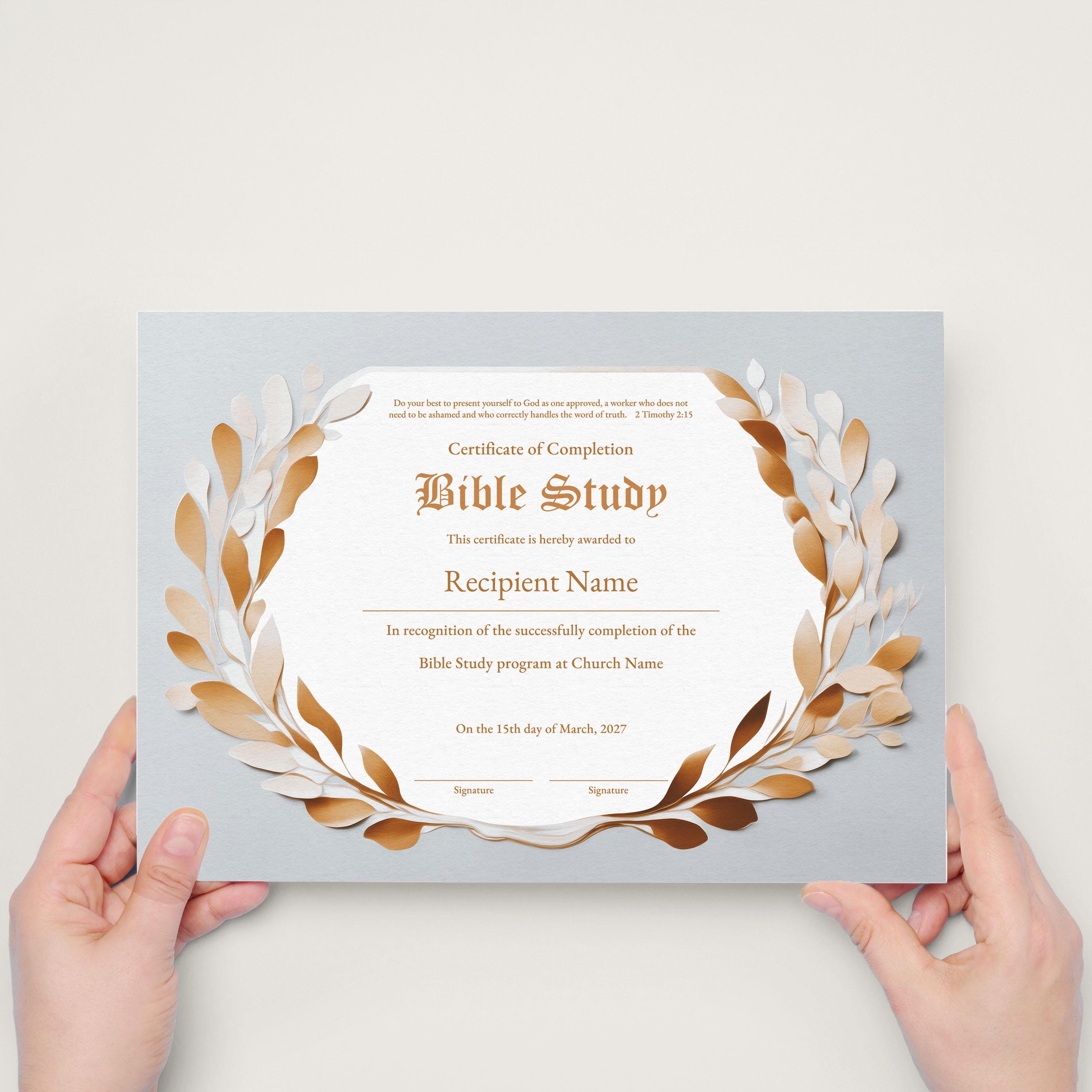 Editable Bible Study Certificate of Completion Template, Bible Study ...