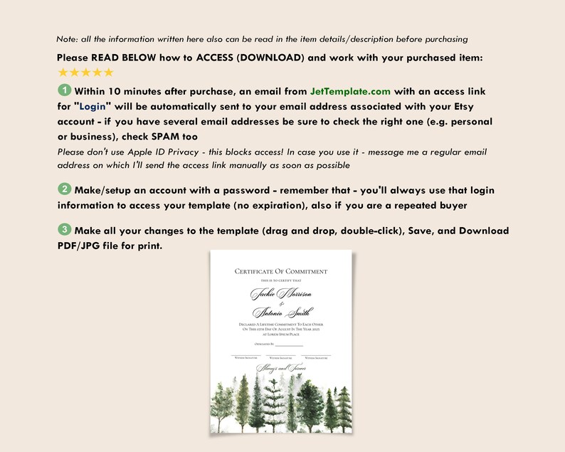 Commitment Ceremony Certificate Template Editable Certificate - Etsy