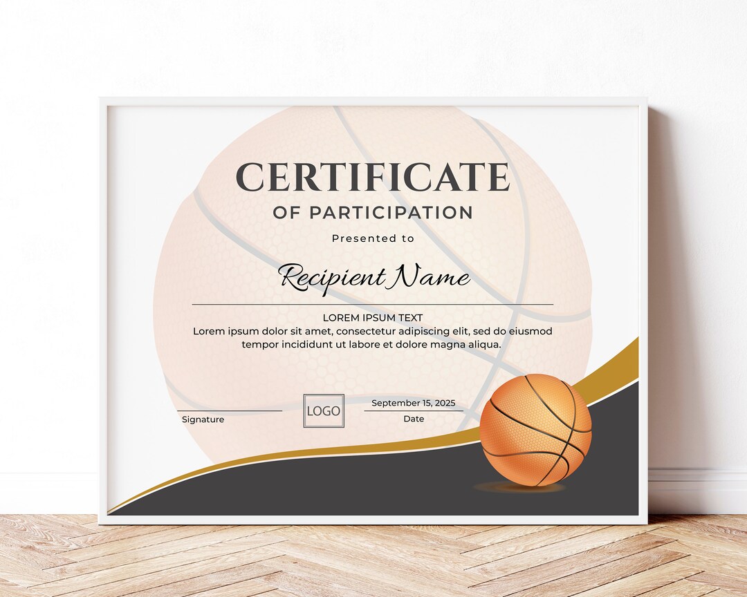 Editable Basketball Certificate Template Sports Certificate Award ...