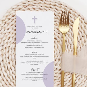 Baptism Menu Template, Christening Printable Menu Template EDITABLE ...