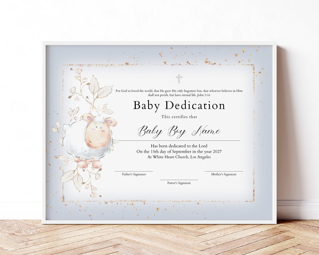Baby Dedication Editable Presentation Certificate Template Printable ...