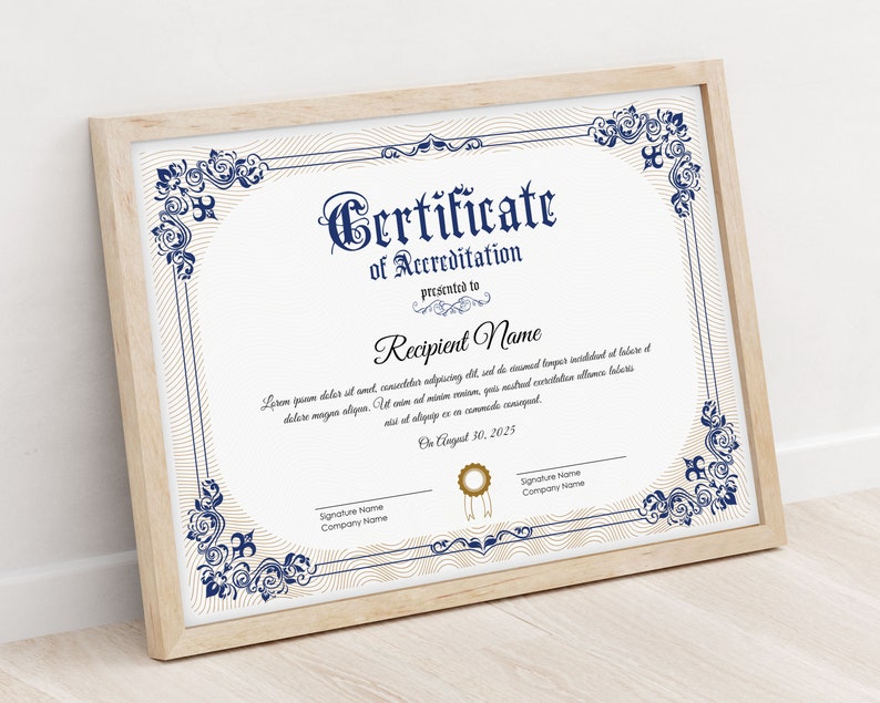 Editable Certificate of Accreditation Template Printable - Etsy