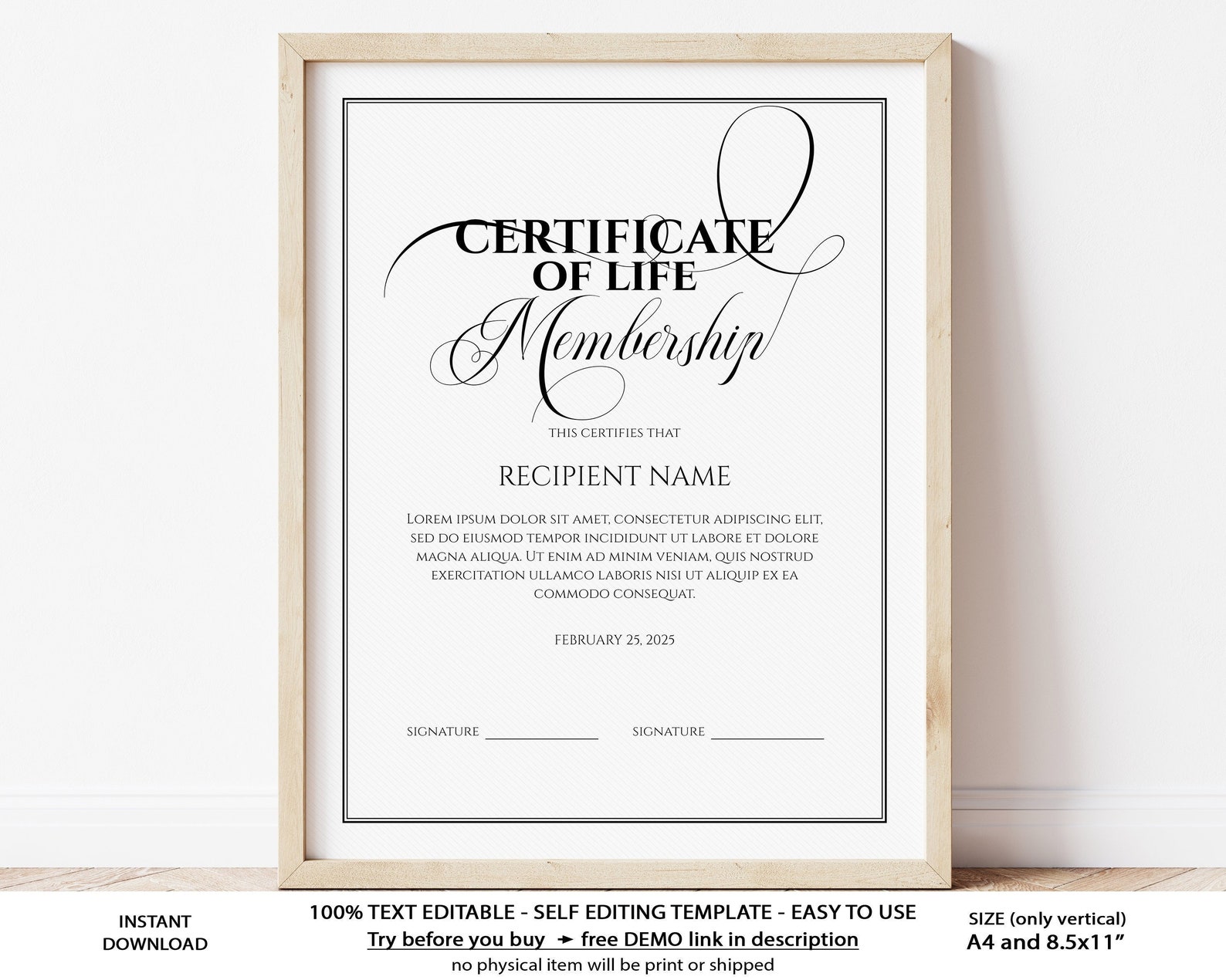Editable Life Membership Certificate Template Printable - Etsy Australia