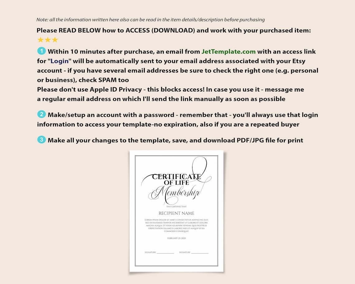 Editable Life Membership Certificate Template Printable - Etsy Australia