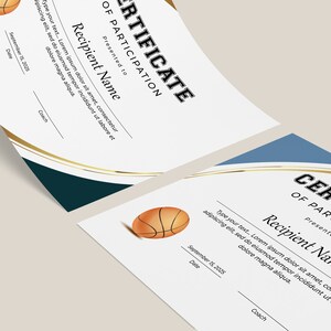 Editable Basketball Certificate Template Sports Basketball Award ...