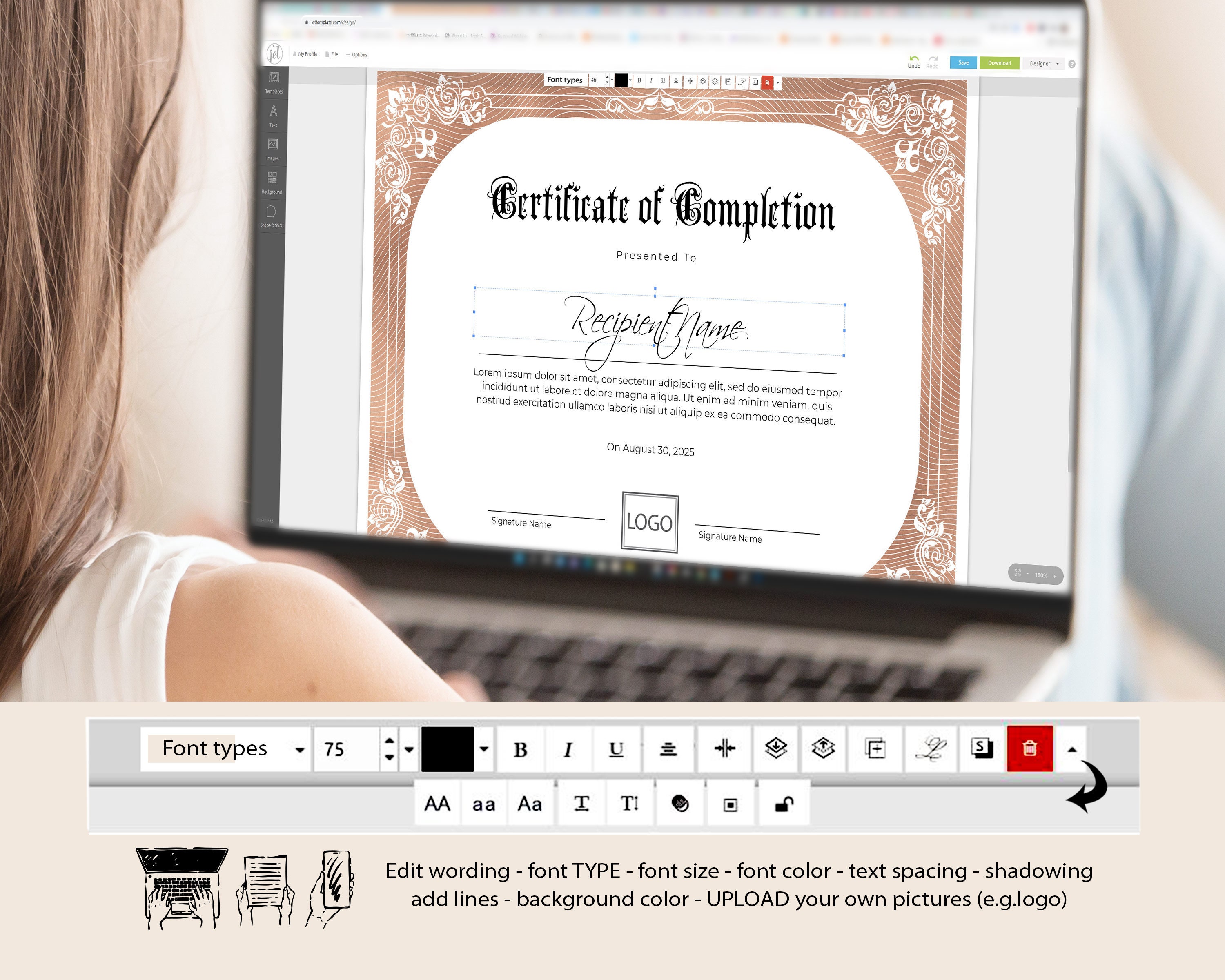 Editable Certificate of Completion Template Printable - Etsy Canada