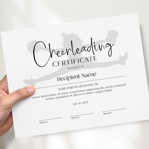 Cheerleading Participation Certificate Template, Editable Printable ...