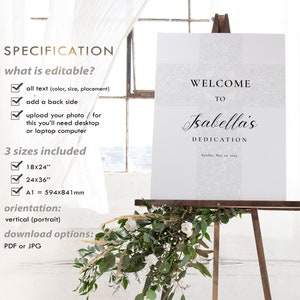Dedication Welcome Sign Template, Printable Large Dedication Sign ...