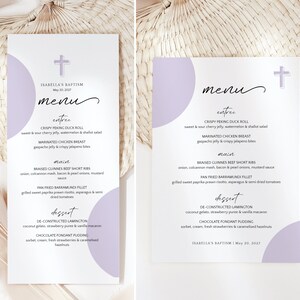 Baptism Menu Template Christening Printable Menu Template - Etsy