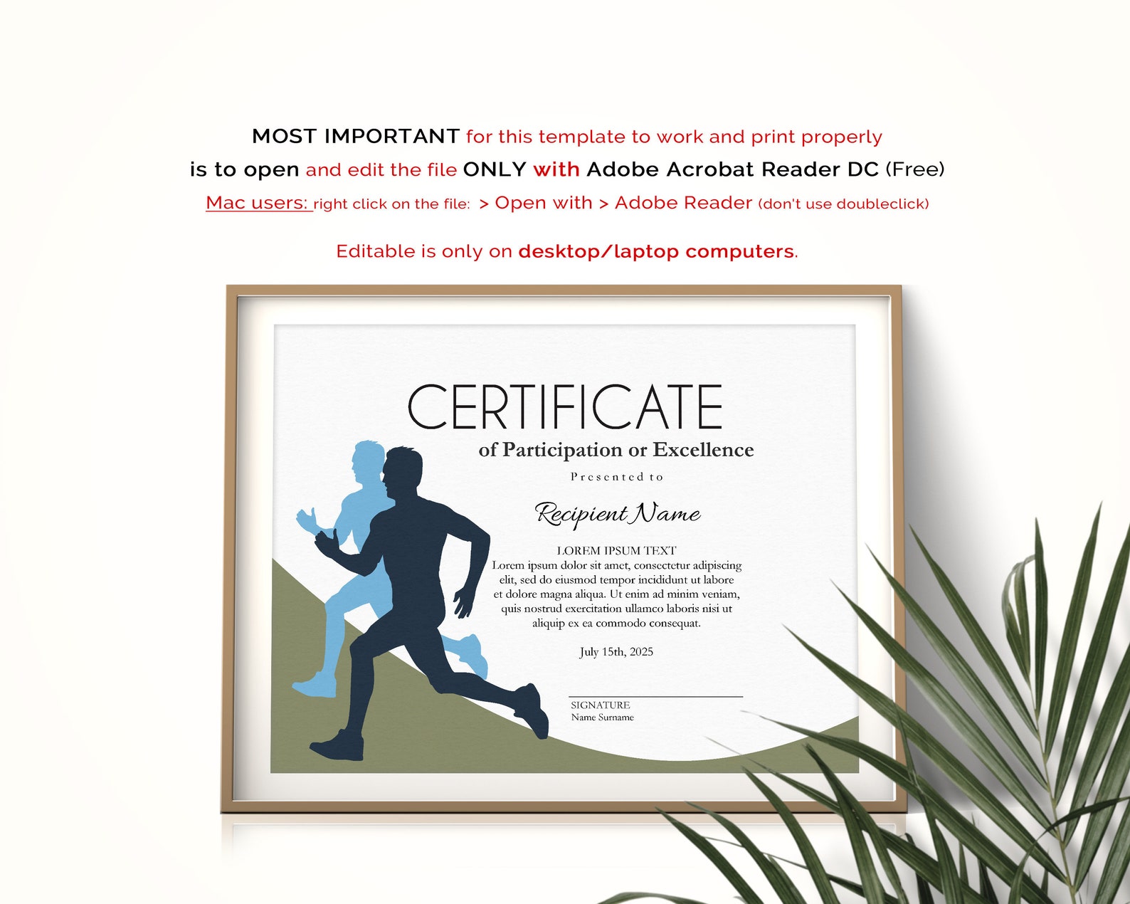 Editable Running Certificate Award Template Sports | Etsy