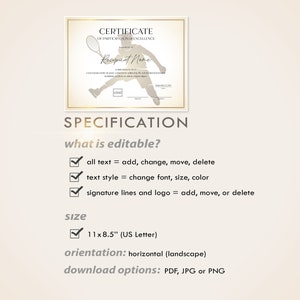 Tennis Certificate Award Template, Man With Tennis Racket, Sports ...