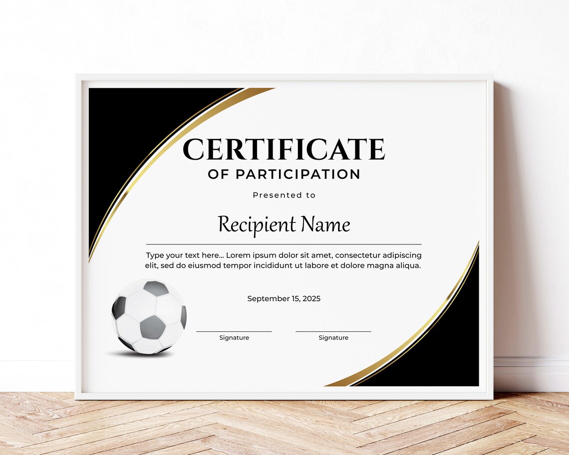 Editable Soccer Football Certificate Template, Sports Certificate Award ...