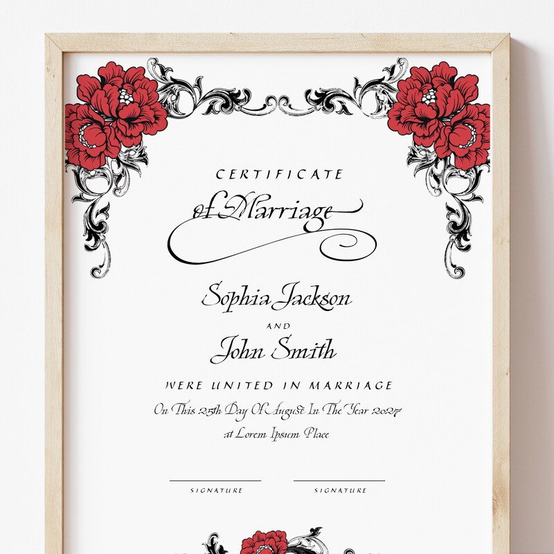 Gothic Marriage Certificate - Etsy