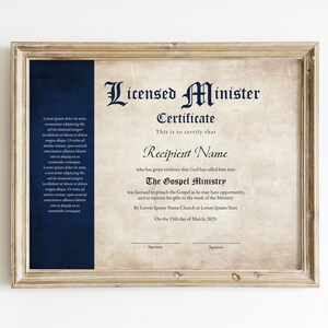 Editable Licensed Minister Certificate Template, Printable Vintage ...
