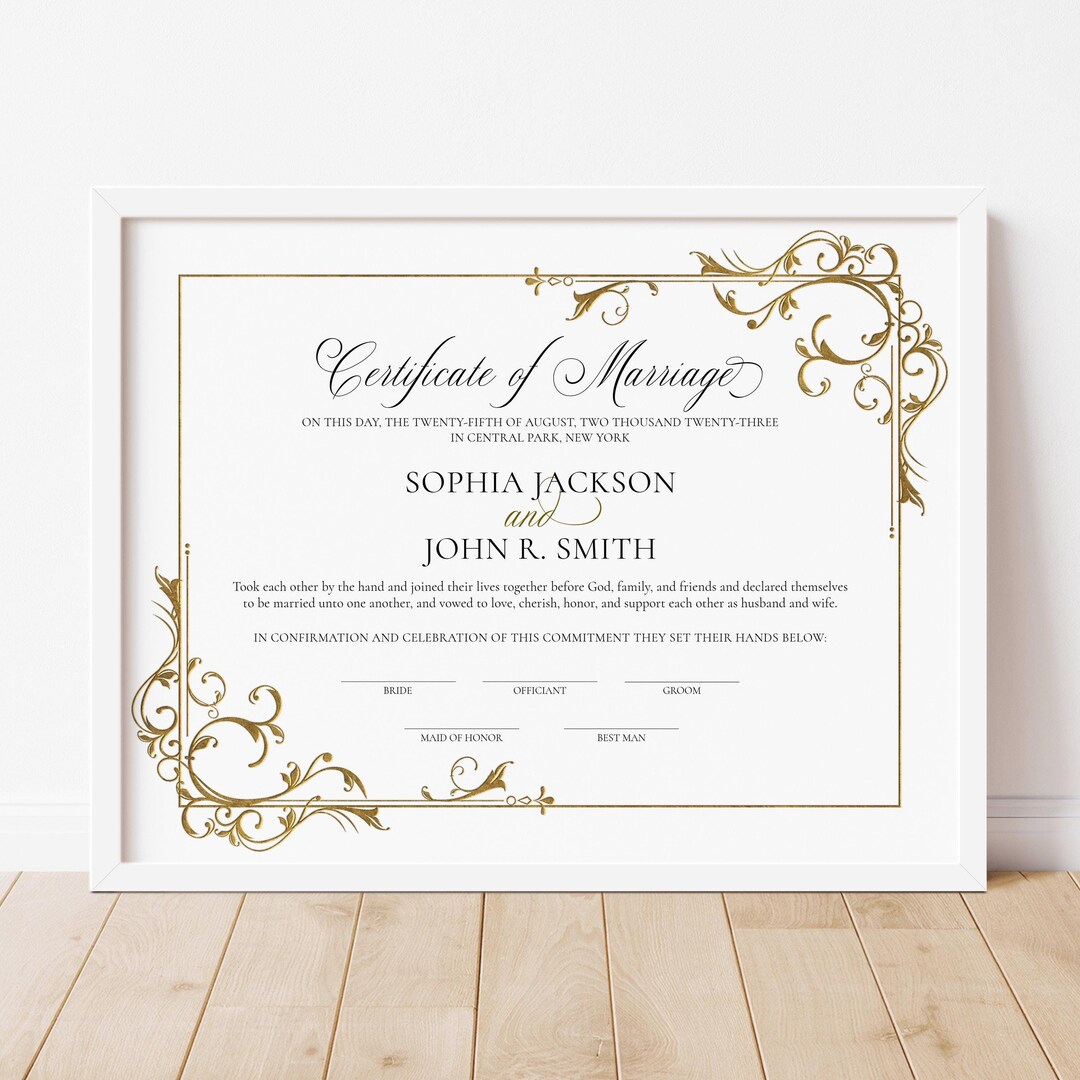 Editable Certificate of Marriage, Wedding Keepsake Certificate Template ...