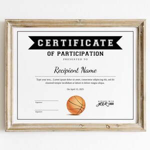 EDITABLE Basketball Certificate Template Printable Sports - Etsy Canada