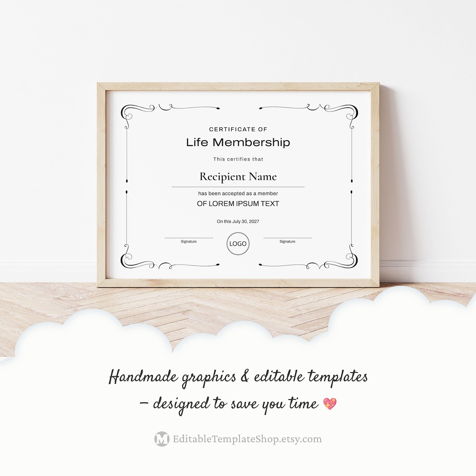 Life Membership Certificate Template, Editable Printable Elegant ...