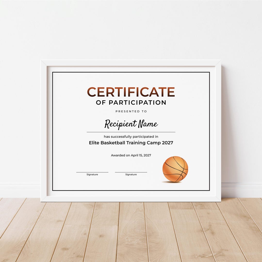EDITABLE Basketball Certificate Recognition Template Printable ...