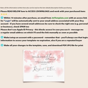 Certificate of LOVE Declaration of Love Valentine's Gift - Etsy