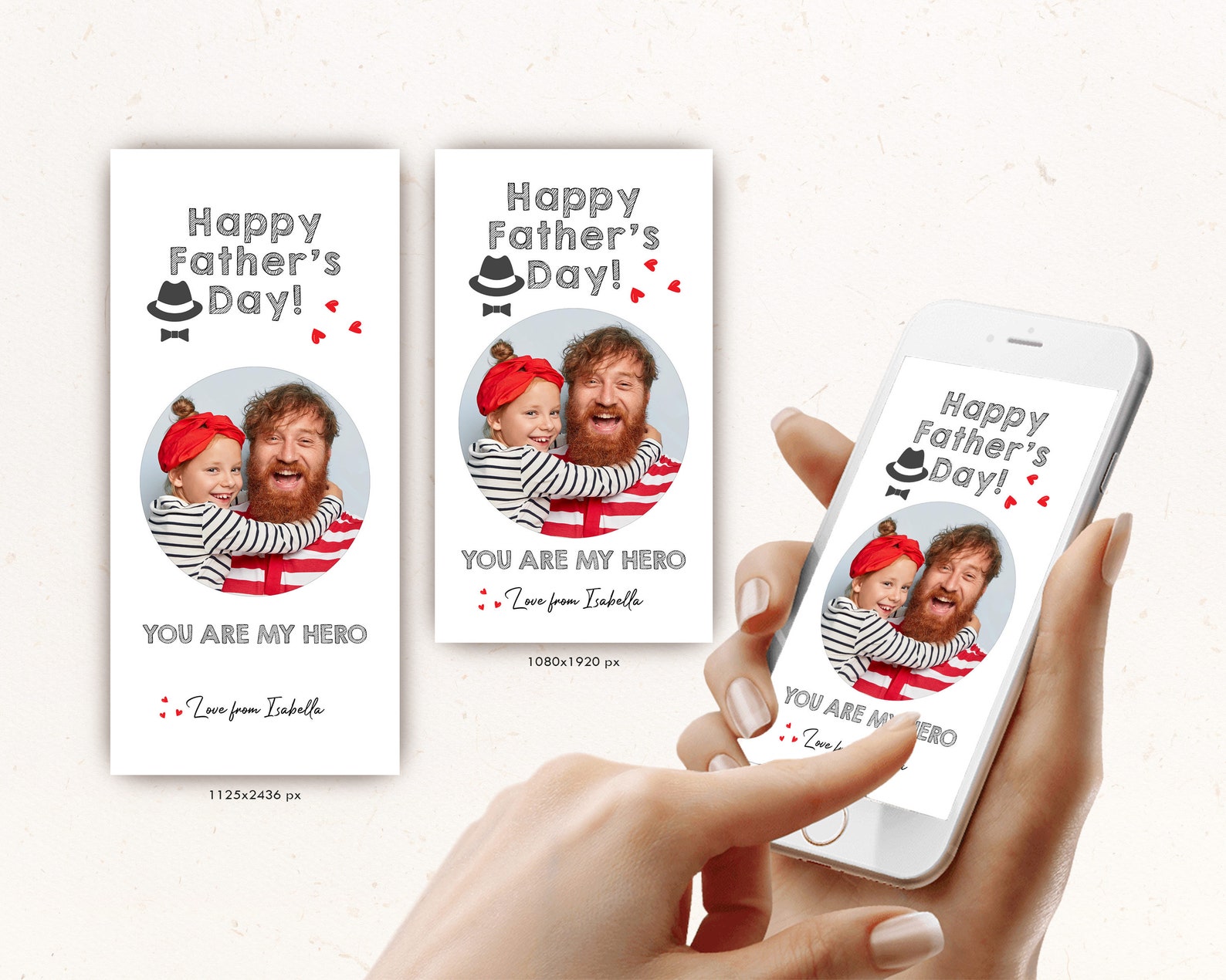 Happy Father's Day Electronic Card EDITABLE Photo Template Gift for ...