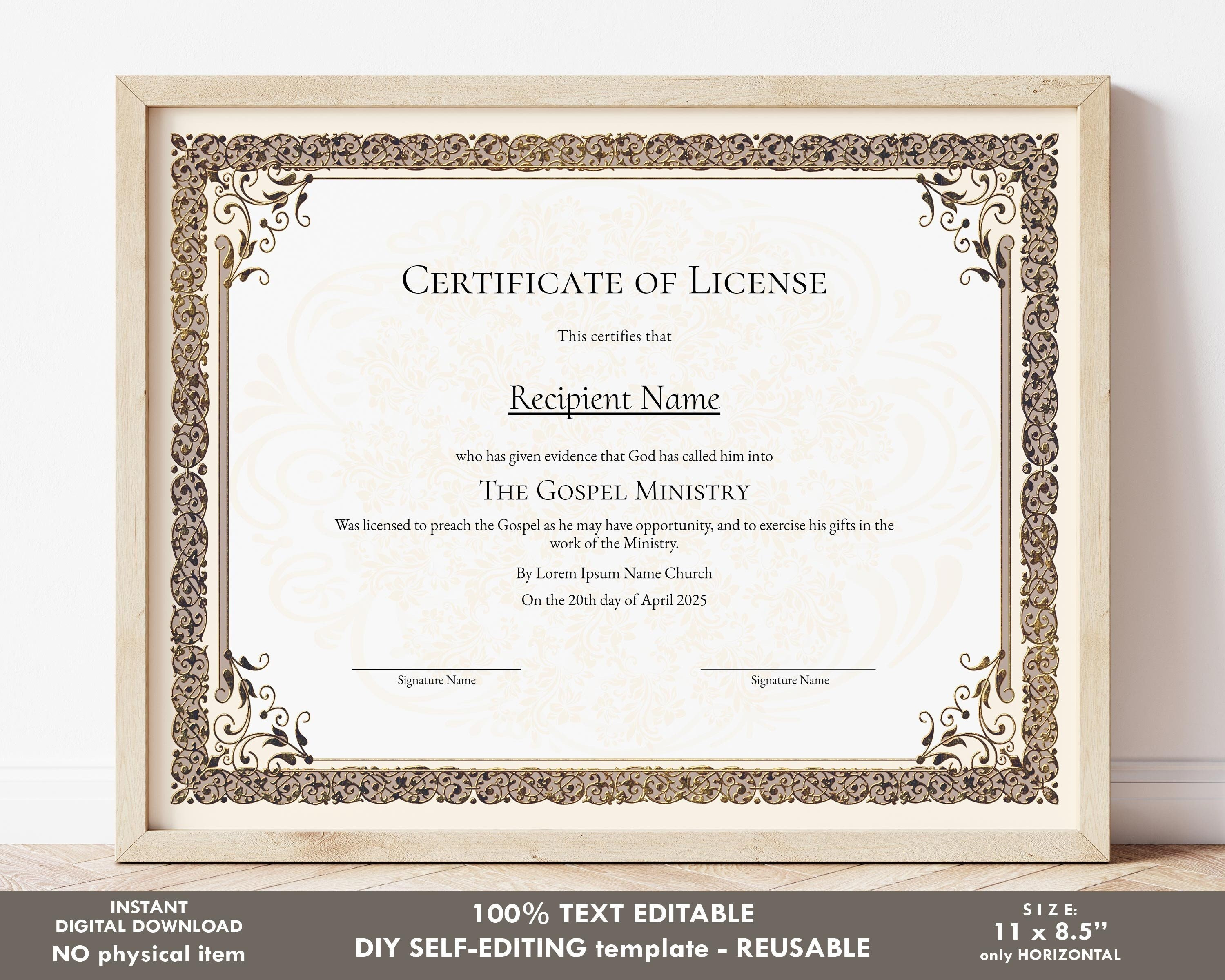 Certificate Of License Template
